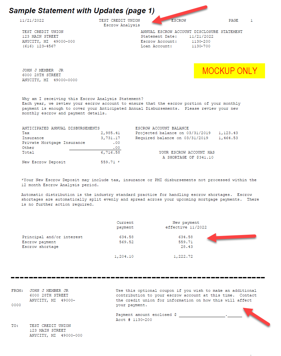 Changes Made to Escrow Analysis Statements – CU*SOUTH Client Support Center